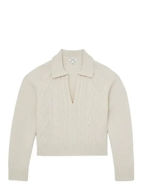 REISS Cable-knit Wool And Cashmere-blend Jumper - Ivory