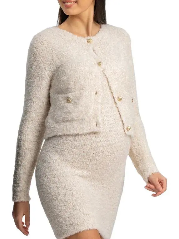 PIETRO BRUNELLI Bouclé Maternity Sweater Jacket - Almond Milk