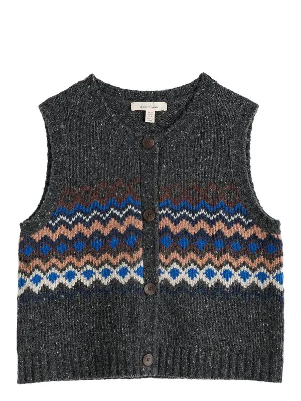 SEASALT CORNWALL Fair Isle Sweater Vest - Knit Sonata Coal Jetty Mix