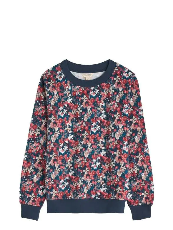 SEASALT CORNWALL Bright Wave Floral Organic Cotton Sweatshirt - Moorland Floral Squash