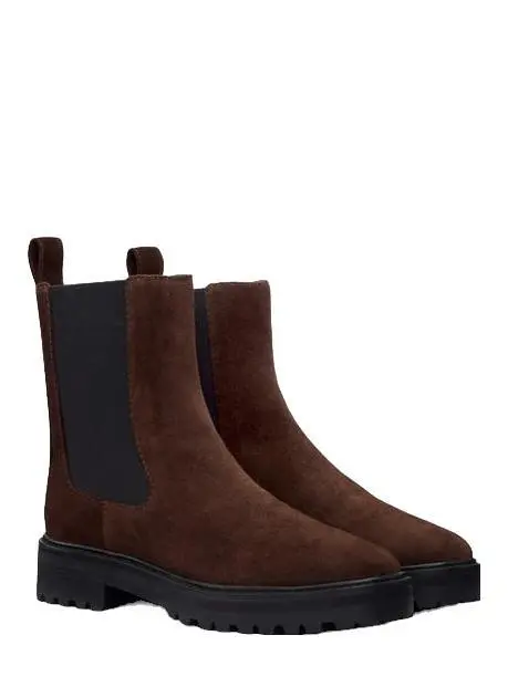 REFORMATION Katerina Lug Sole Chelsea Boot - Espresso Suede