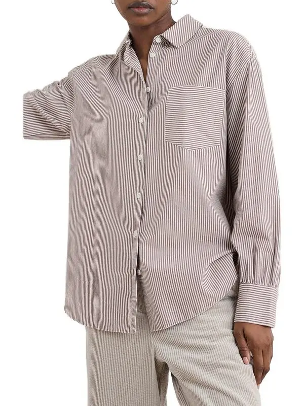 SEASALT CORNWALL Sea Path Oversize Organic Cotton Button-up Shirt - Mini Sunrise Elderberry