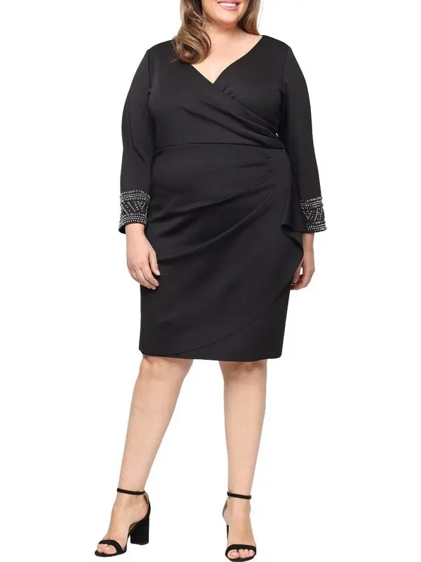 Alex Evenings Embellished Scuba Crepe Cocktail Dress - Black