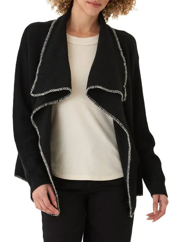 THREADS 4 THOUGHT Esme Cozy Blanket Stitch Waterfall Cardigan - Black