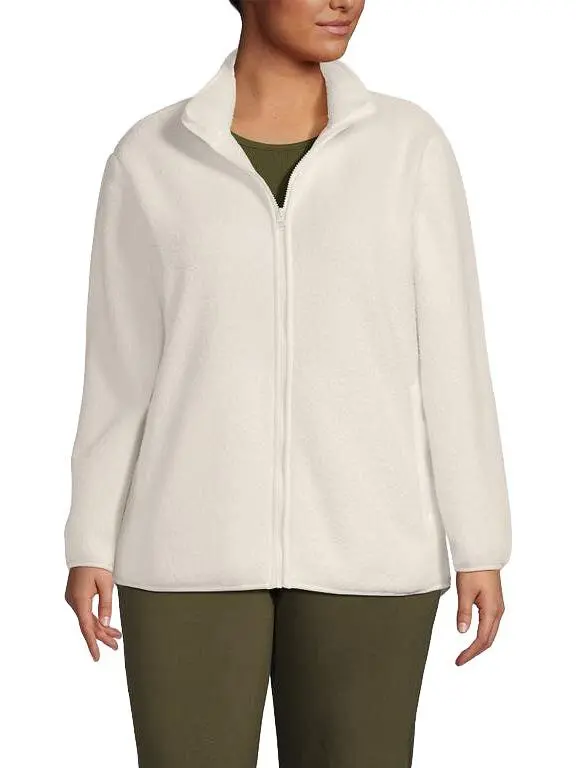 LANDS' END Cozy High Pile Fleece Jacket - Ivory