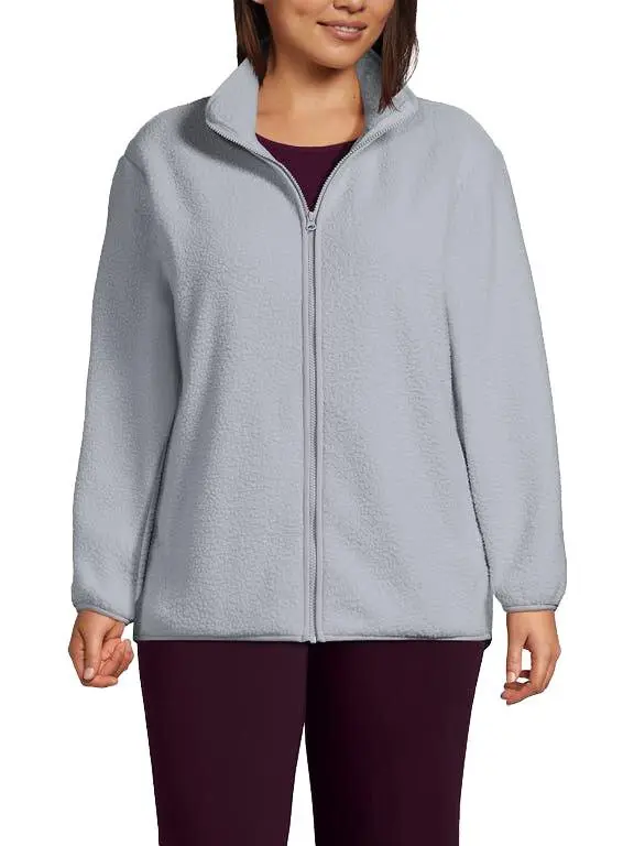 LANDS' END Cozy High Pile Fleece Jacket - Pale Gray