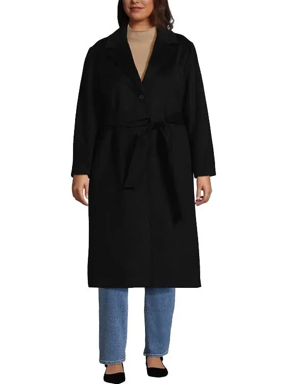 LANDS' END Wool-blend Long Wrap Coat - Black