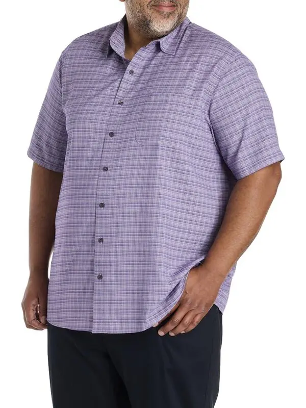 SYNRGY BY DXL Big & Tall Plaid Microfiber Sport Shirt - Purple