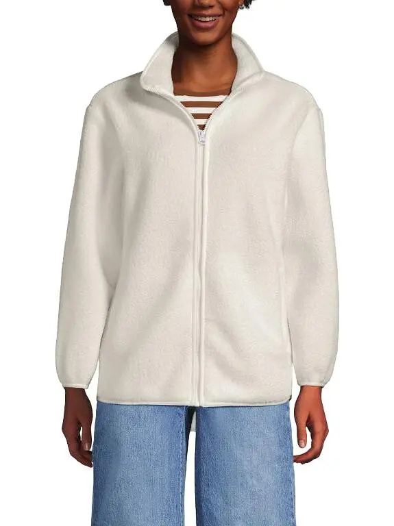LANDS' END Cozy High-pile Fleece Jacket - Ivory