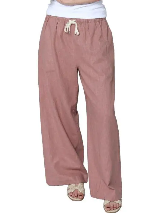 LEISURE LAB Linen Palazzo Pant - Rosato