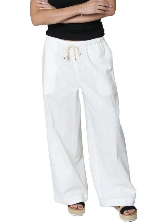 LEISURE LAB Linen Palazzo Pant - White