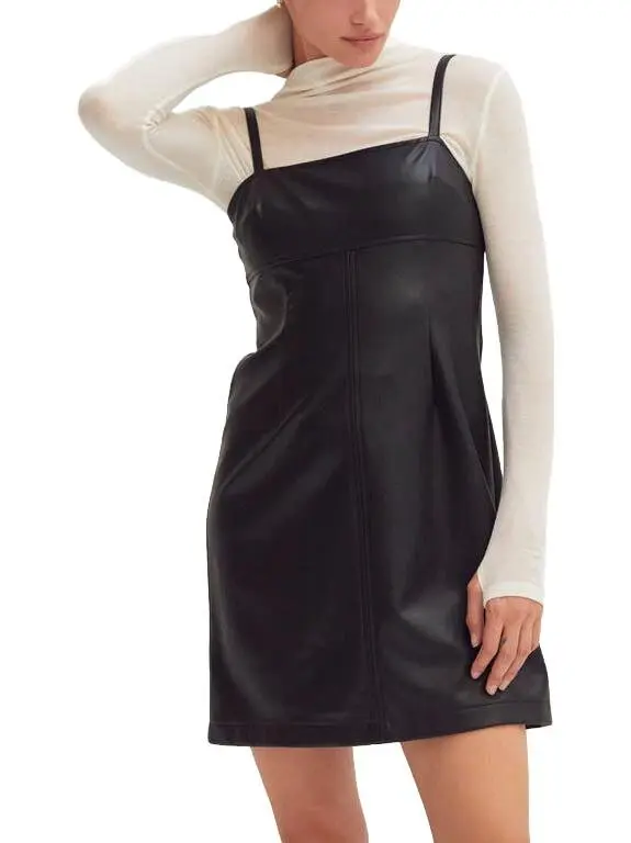 CRESCENT Faux Leather Mini Dress - Black