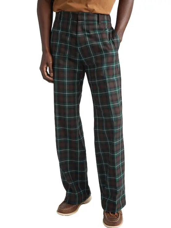 STOCKHOLM SURFBOARD CLUB Sune Plaid Bootcut Pants - Green Check