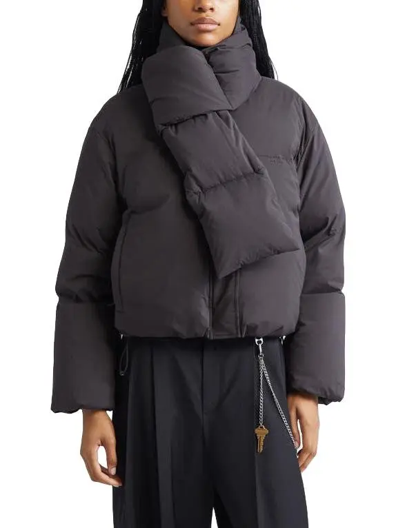 Alexander Wang Crop Puffer Jacket With Removable Scarf - Black
