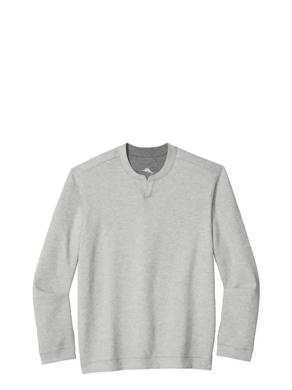 Tommy Bahama Abaco Split Neck T-shirt - Concrete Grey Heathe