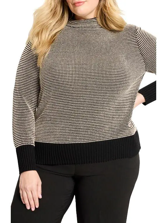 NIC+ZOE Pixel Knit Mock Neck Sweater - Black Multi