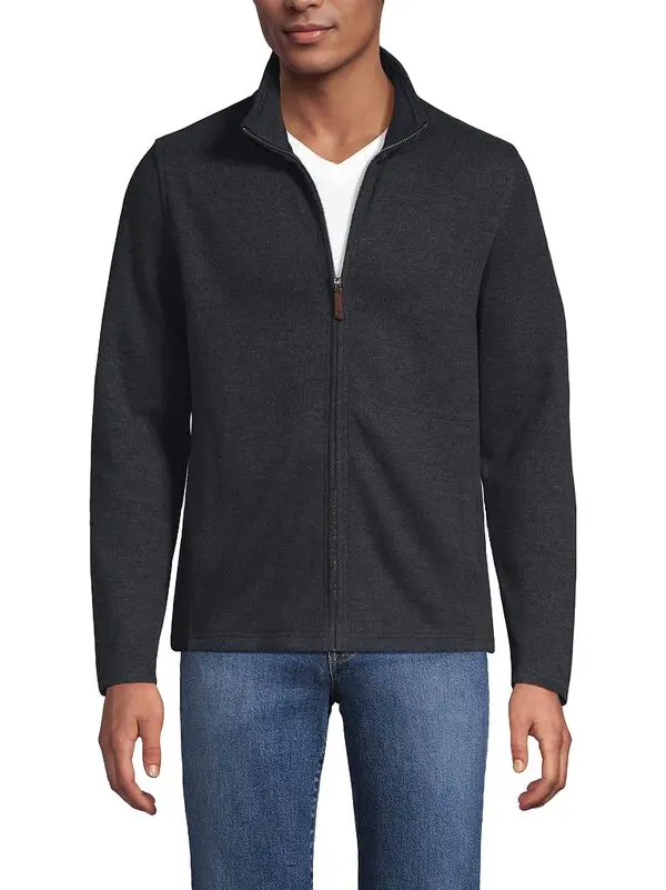 LANDS' END Bedford Rib Full Zip - Dark Charcoal Heather