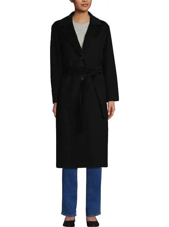 LANDS' END Wool Blend Wrap Coat - Black