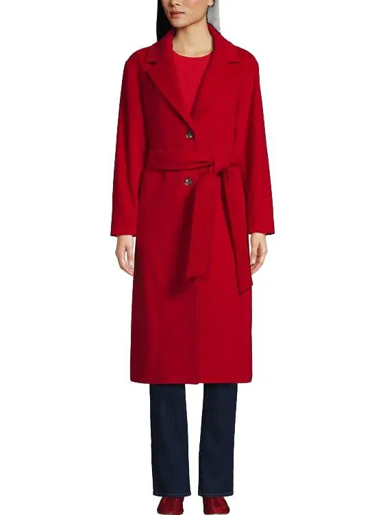 LANDS' END Wool Blend Wrap Coat - Compass Red