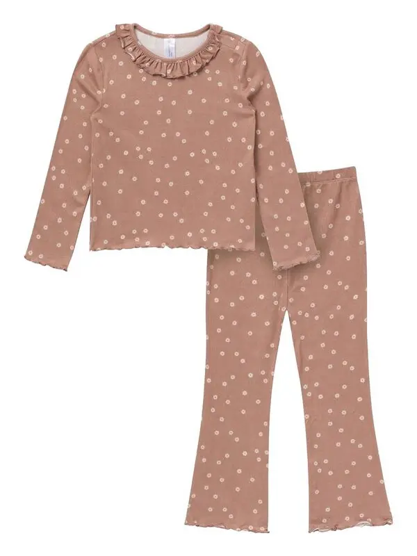 MODERN MOMENTS™ BY GERBER Ruffle Collar Top And Flare Pant Set - Brown