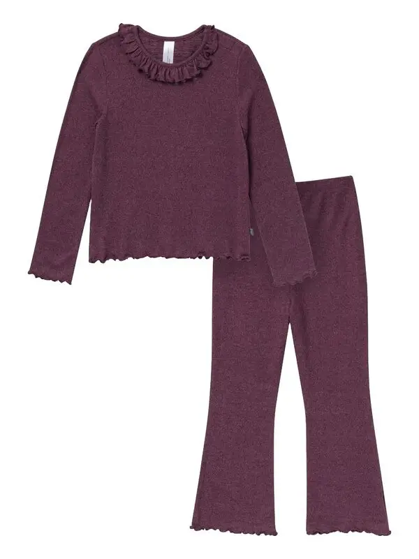 MODERN MOMENTS™ BY GERBER Ruffle Collar Top And Flare Pant Set - Plum