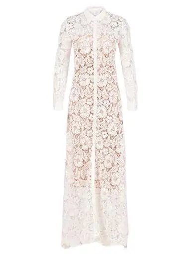 Anne Fontaine Violeta Floral Lace Maxi Dress - White