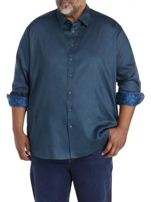 ROBERT GRAHAM DXL Big & Tall Crosshatch Sport Shirt - Teal