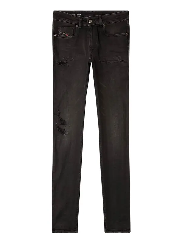 Diesel 1979 Sleenker Rip & Repair Skinny Jeans - Black/deni