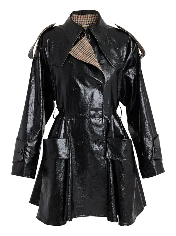Chloé Coated Linen Belted Riding Trench Coat - Black