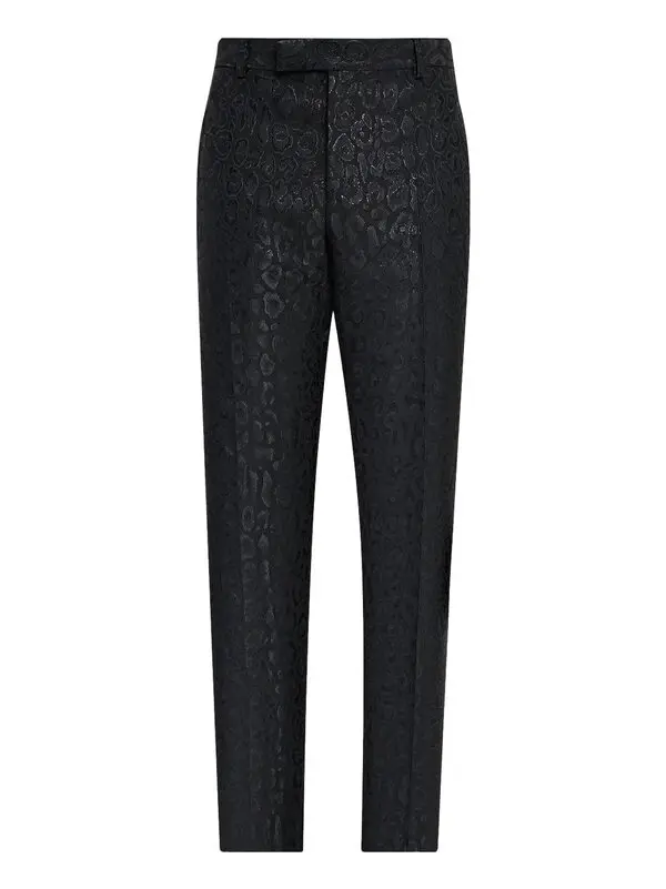 Versace Leopard Jacquard Formal Trousers - Black