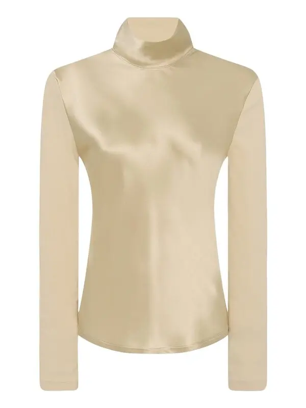 Rosetta Getty Mixed-media Turtleneck Top - Beige
