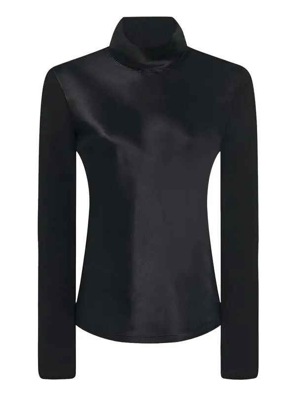 Rosetta Getty Mixed-media Turtleneck Top - Black