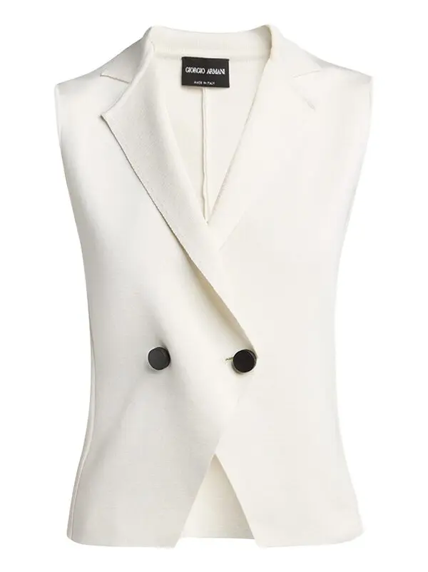 Giorgio Armani Silk Knit Single-breasted Vest - Solid White