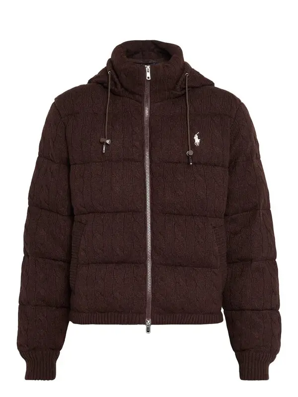 Ralph Lauren Cable-knit Wool-cashmere Quilted Jacket - Brown