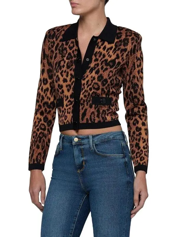 L & APOS;AGENCE Western Toile Osiris Jacquard Cardigan - Tan Multi