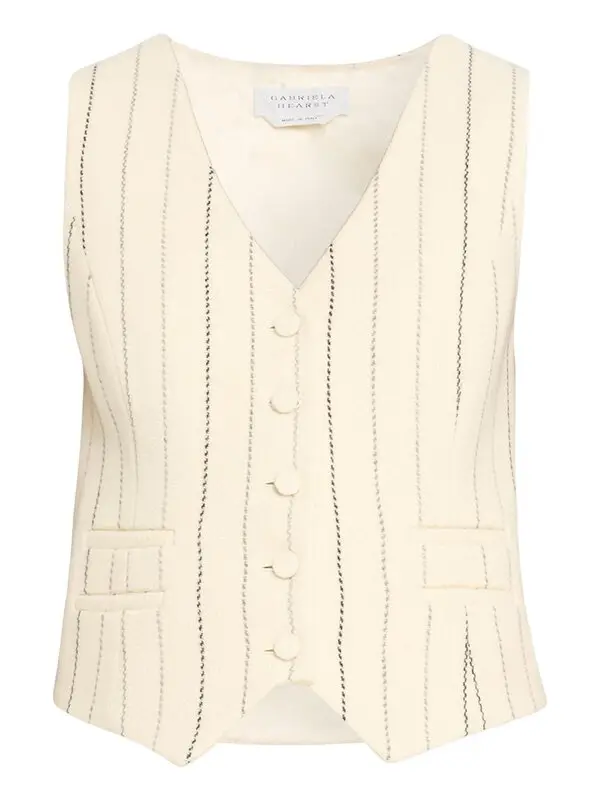 Gabriela Hearst Wool Cashmere Pinstripe Vest - Ivory Multi