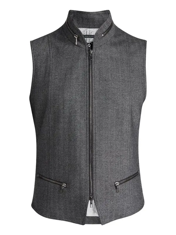 Giorgio Armani Chevron Wool And Cashmere Vest - Solid Dark Blue