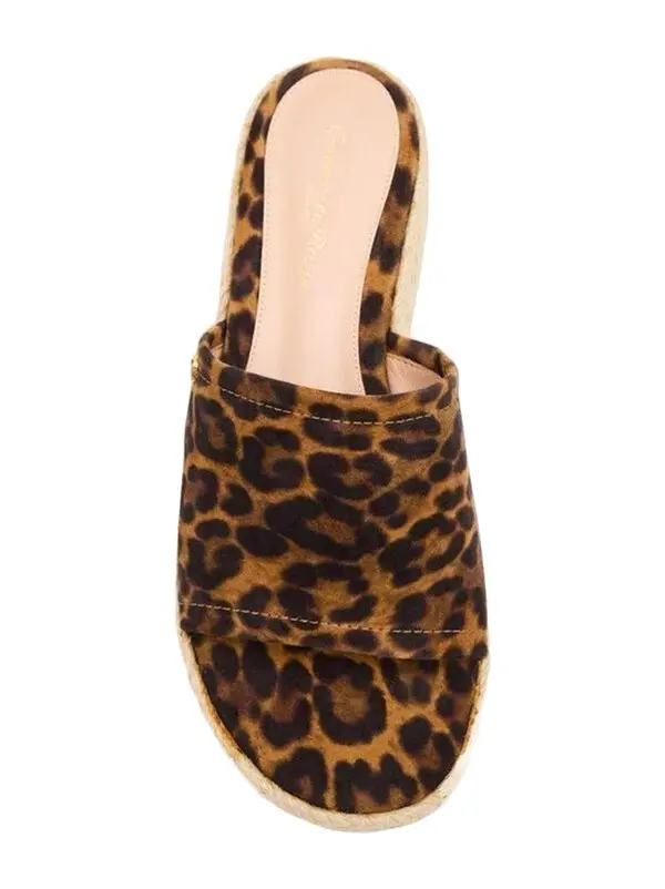 GIANVITO ROSSI Espadrille Flatform Slides - Leopard