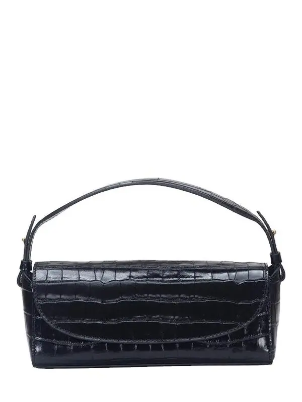 Vince Sabrina Croc-embossed Leather Mini Top-handle Bag - Black