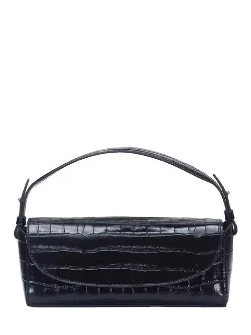 Vince Sabrina Croc-embossed Leather Mini Top-handle Bag - Black
