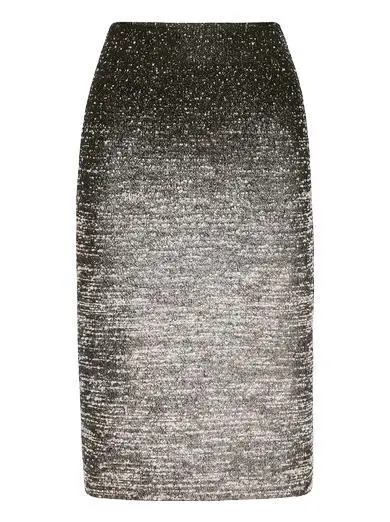 Oscar De La Renta Ombré Lurex Bouclé Jacquard Skirt - Silver