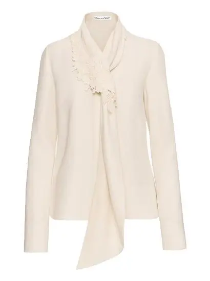 Oscar De La Renta Foxglove Tie-neck Blouse - Natural
