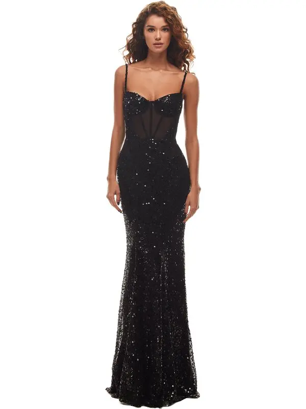 MILLA Sensational Sequined Maxi Gown - Black