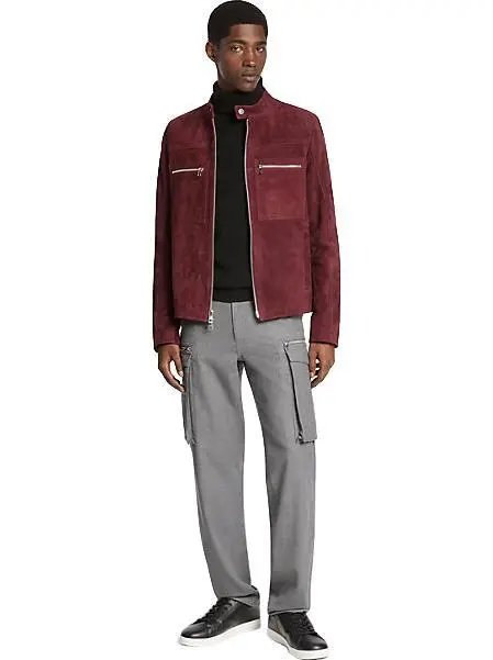 Michael Kors Suede Racer Jacket - Red