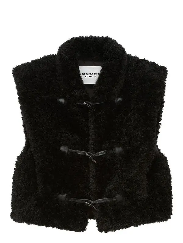 MARANT ETOILE Alisa Faux Fur Vest - Black