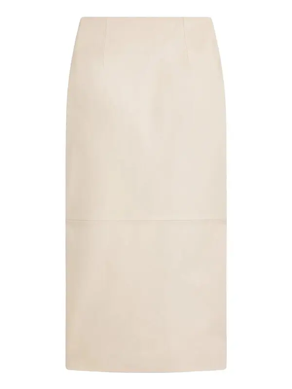 Scanlan Theodore Leather Pencil Skirt - Bone