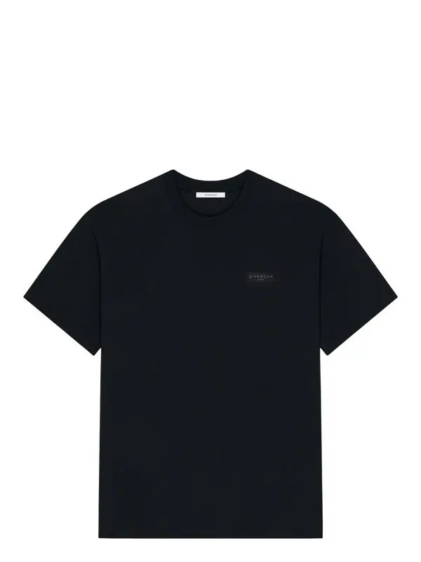Givenchy T-shirt In Cotton With Paris Gros Grain - Black