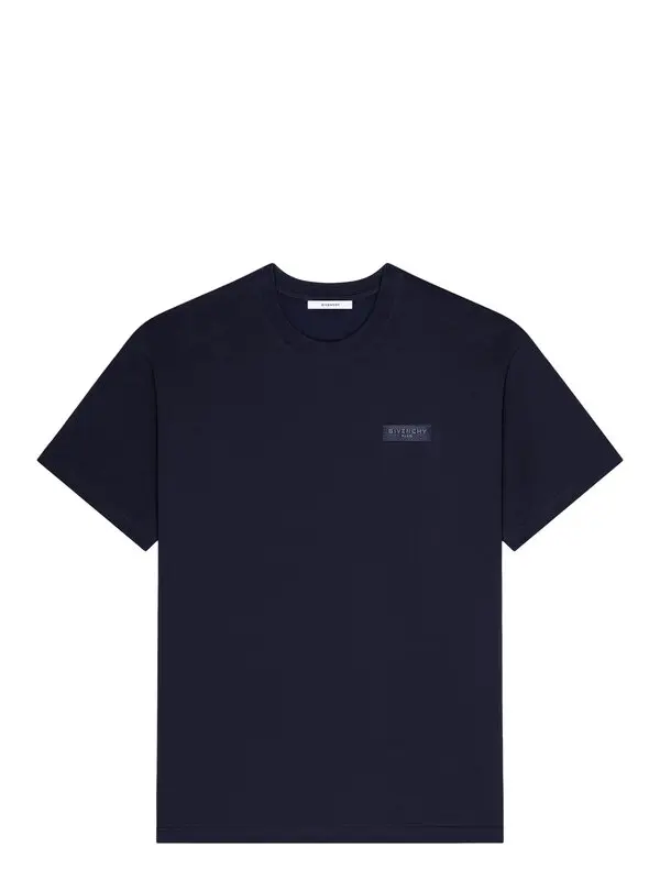 Givenchy T-shirt In Cotton With Paris Gros Grain - Dark Navy