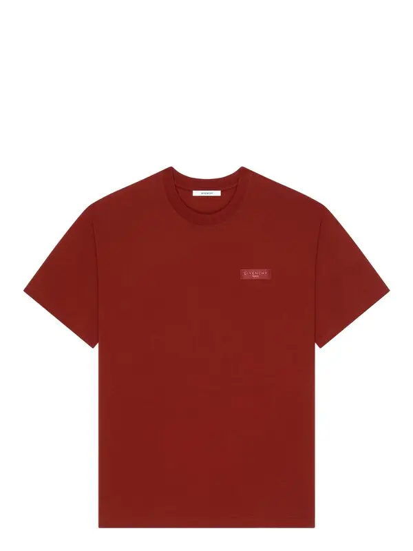 Givenchy T-shirt In Cotton With Paris Gros Grain - Dark Red