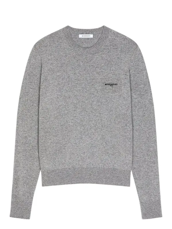 Givenchy Wool And Cashmere Sweater With Embroidered Detail - Light Grey Melange